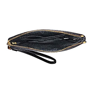 Coach Crossgrain Leather Corner Zip Wristlet, Black