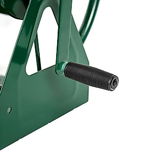 Amazon Basics Wall/Floor Mount Garden Hose Reel with 5-Ft. Leader Hose, Holds up to 200-Feet, Bronze,green