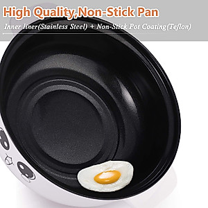 BXE 4-in-1 Multifunction Electric Cooker Skillet Wok Electric Hot Pot For Cook Rice Fried Noodles Stew Soup Steamed Fish Boiled Egg Small Non-stick with Lid (without Steamer,White)