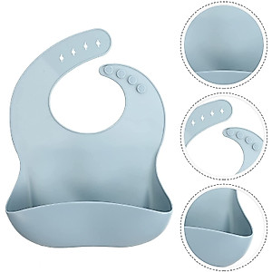 Mubunny Silicone Baby Bib for Babies & Toddlers Waterproof Bibs Soft with Food Catcher Pocket Boys Girls(Dusty Blue/Green/Mango), One Size