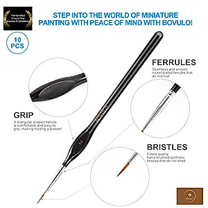 10PCS Detail Paint Brush Set - Durable Miniature Painting Brushes, Micro Paint Brushes for Warhammer 40k Miniature Figure, Model Painting, Fine Detailing, Art Painting by BOVULO