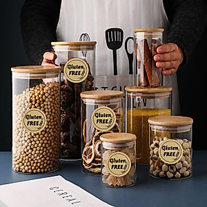 1 inch Gluten Free Brown Kraft Stickers Gluten Food Rotating Label Stickers for Gluten Free Food Retail Package 500pcs