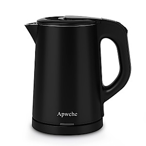 Apwche Small Electric Kettle, Portable Kettle with 304 Stainless Steel Travel Kettle 27oz/0.8L Electric Tea Kettle for Business Trip, Small Electric Kettle with Auto Shut-Off (black)