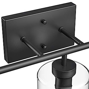 Aipsun 3 Lights Black Vanity Light Fixtures Over Mirror with Clear Glass Shades Industrial Wall Light Fixture for Bathroom(Exclude Bulb)