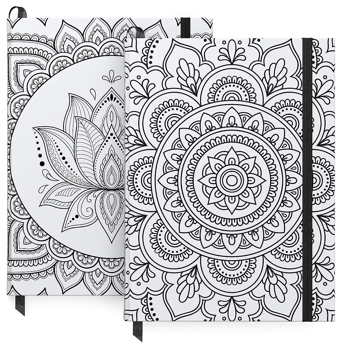 Arteza Journal Blank Page Notebooks, Set of 2, 6 x 8 Inches, 96 Sheets Each, Mandala Design, 2 Blank Art Journals with Smooth Paper, School Supplies for Planning, Writing, and Sketching
