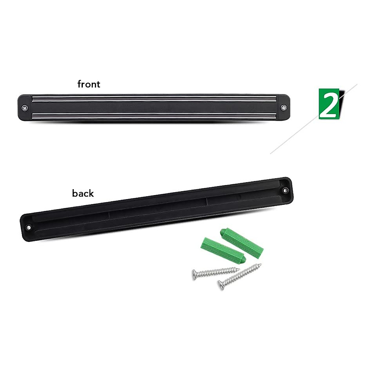 Wall Mount Magnetic Knife Holder - 13 Inch Black ABS Plastic Block Storage Rack with Chef Strip, Utensil Kitchen Organizer for Metal Knives