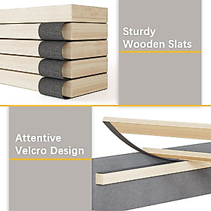 Fluest King Bed Frame with Adjustable Headboard Upholstered Bed Frame Platform Linen Fabric Headboard Wooden Slats Support/No Box Spring Needed/Easy Assembly/Mattress Foundation, Light Grey