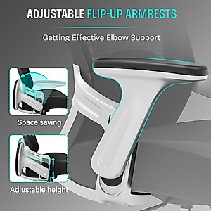 SUNNOW Office Chair, Ergonomic Computer Desk Chair, Sturdy Executive Task Chair - Adjustable Lumbar Support, Flip-up Arms, Tilt Function, Comfy Wide Seat, Swivel Mesh Home Office Desk Chairs (Black)