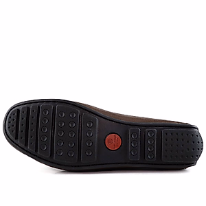 MJNY Mens Casual Comfortable Genuine Leather Lightweight Driving Moccasins Classic Fashion Buckle Loafer Slip On Breathable Driving Loafer Brown Grainy 13