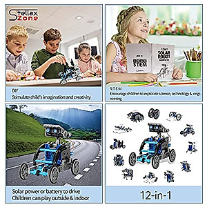 STELLAX ZONE 12 in 1 Solar Robot Kit, Building Robots for Kids 8-12 Year Olds Boys Girls Gifts, 190 Pcs STEM Education Science Toys Robotics Kits