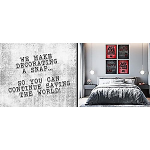 Silly Goose Gifts Video Game Themed Art Print Room Wall Decoration (Set or Four) Gamer (Red)