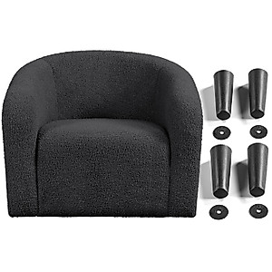 Yaheetech Accent Chairs Set of 2, Furry Living Room Chairs, Sherpa Barrel Chairs with Cozy Soft Padded, Boucle Fabric Armchais for Living Room Bedroom Reception Room Office, Dark Gray