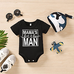 HIHA Preemie Newborn Baby Boy Clothes Set Short Sleeeve Romper Camoflauge Pants Hat 3PCS Mamas Man Outfit Mamas Little Boy Print (Blue Camo, Preemie)
