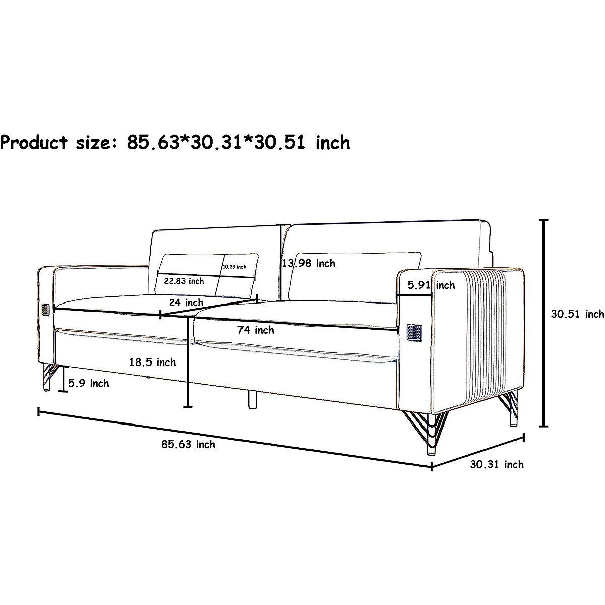 Goohome Tufted Couch, Chesterfield Velvet Upholstered 3-Seater Comfy Sofa, Living Room Furniture Sets W/Solid Wood Frame and Gold Legs, Fit for Bedroom, Apartment