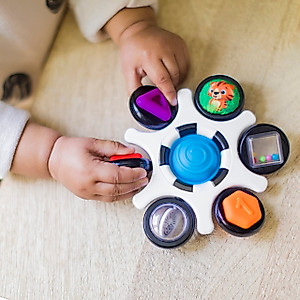 Baby Einstein Curiosity Clutch Fidget Sensory Toy and Pop It Rattle, BPA Free Infant Teether, Age 3 Months+, Multicolored