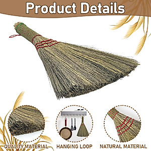 6Pcs 11 Inch Short Handle Whisk Broom Mini Broom Natural Bristles Handle Brush Hand Broom for Multi Surface Sweeping Small Hand Broom Brush for Outdoor Camping Car Porch Debris Dust Dirt