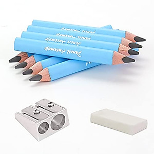 AUTEMOJO Short triangle 5mm thick core fat pencil, 3.5 inch fat pencil, suitable for preschool children Little hand, kindergartens, children's writing and painting (8 light blue)