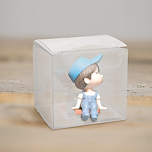 SEUNMUK 50 PCS 5 x 5 x 5 Inches Clear Plastic Gift Boxes, Clear Boxes For Favors, Transparent Gift Box for Wedding, Party and Baby Shower Favors, Thanksgiving and Christmas