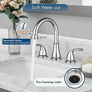 Cinwiny Widespread Bathroom Faucet for Sink 3 Hole 8 inch Deck Mounted Vanity Faucet 2 Handles Bathroom Sink Faucet with Pop up Drain,Polish Chrome,C-Handle