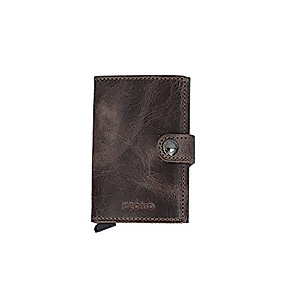 Secrid Mini Wallet, Vintage Chocolate, Genuine Leather with RFID Protection, Holds up to 12 Cards