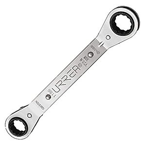 URREA Ratcheting Wrench - 1/2" x 9/16" Reversible Ratcheting Box-End Wrench with 15 Degree Offset & Nickel-Chrome Finish - 1183