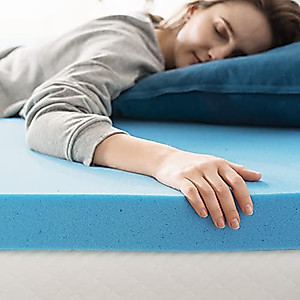 ZINUS 3 Inch Green Tea Cooling Gel Memory Foam Mattress Topper, Cooling Gel Foam, CertiPUR-US Certified, Queen, Blue