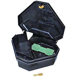 JT EATON 904 Gold Key Rat Depot Plastic Heavy Duty Tamper Resistant Bait Station with Solid Lid, 11-3/8" Length x 10-1/4" Width x 3-1/2" Height (Case of 6)