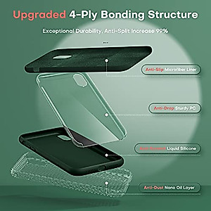 TOCOL 3 in 1 for iPhone XR Case, with 2 Pack Screen Protector, Slim Liquid Silicone Phone Case for iPhone XR 6.1 inch, [Anti-Scratch] [Drop Protection], Alpine Green