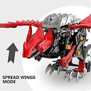 Convjosc Jurassic Toy Auto Diniosaur Walking Pterosaur Dinosaur Pyroraptor Installation Kits Powered by Motor Electric Beast Action Figure, Dino Raptor with Wings Robot