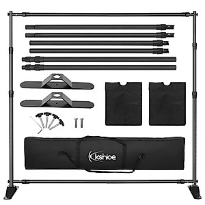 Kshioe Thicker 10x8 ft Backdrop Banner stand Adjustable, Photography Background stand Step and Repeat Stand Heavy Duty for Trade Show Exhibition