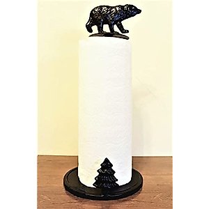 Bear Metal Paper Towel Holder Cabin Lodge Rustic Style