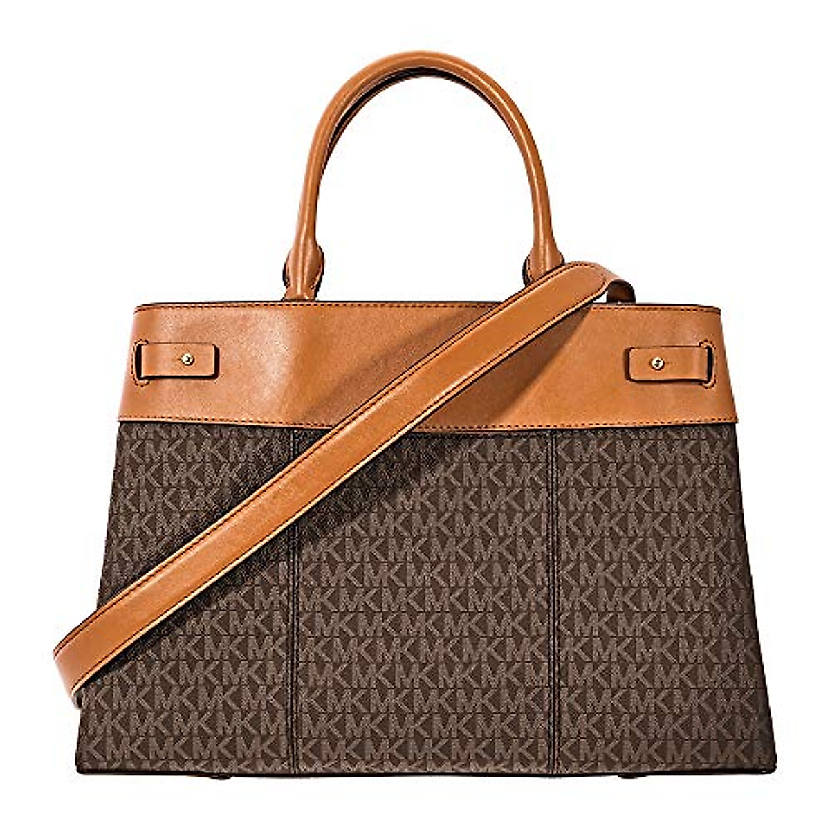 Michael Kors Gramercy Large Signature Logo Print Satchel- Brown