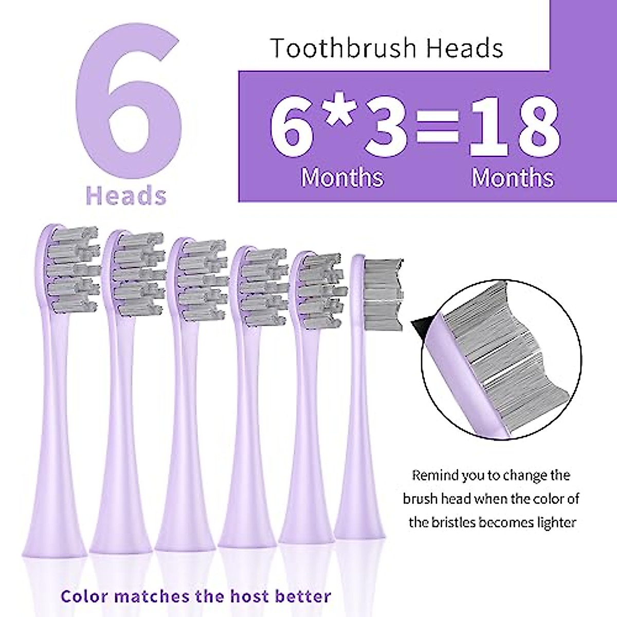 SARMOCARE Sonic Electric Toothbrush, Travel Rechargeable Toothbrushes for Adults Kids with 5 Modes and 6 Brush Heads, Waterproof,Smart Timer & Travel Case Included-Purple