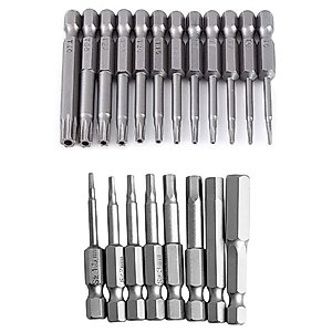 Impact Driver Allen Bits + Torx Bits Set Quick Change 1/4" Hex Shank Hex Head Torks Allen Wrench Quick Release Hex Key Power Drill Drive Star Bits 2 Inch Long Quick Connect Impact Ready - 20pc Set