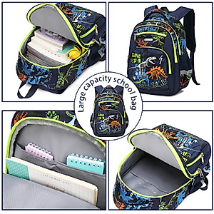 Cusangel Kids Backpack for Boys Elementary Preschool School Bags 16 Inch Dinosaur Backpack Multi Compartment,Sturdy Backpack Age 5-10(Dinosaur Fossil, Glow In The Dark)