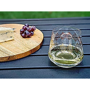 Alchemade Set Of 2 Whiskey Glasses With Metallic Design - 16 Oz Lowball For Cocktails, Old Fashioned, Manhattan, Bourbon, Or Scotch - Stemless Wine Glass Or Use For Any Beverage Of Choice