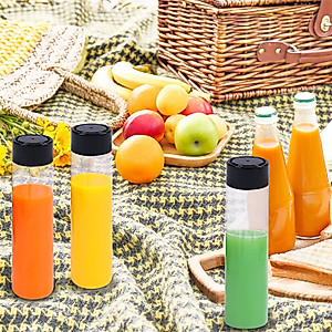 Aneco 12 Pack 12 Ounce PET Empty Juice Bottles with Lids Reusable Clear Drink Containers for Storing Juice, Milk, Smoothie or Homemade Beverages