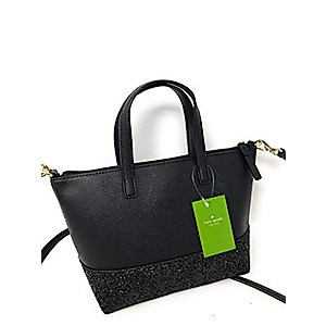 Kate Spade New York Ina Greta Court Glitter Crossbody Bag Top Handle Handbag (Black)