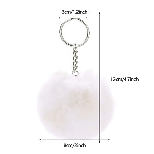 Cityelf Cute Faux Rabbit Fur Ball Pom Pom Keychain Car Key Ring Handbag Tote Bag Pendant Purse Charm (white)