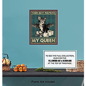 Butt Napkins - Cat Bathroom Decor for Women - Black Cat Wall Decor - Cat Wall Art - Bath Wall Decor - Funny Bathroom Decorations - Bat Wall Decor - Goth Room Decor - Gothic Home Decor - Cute Cat Gifts