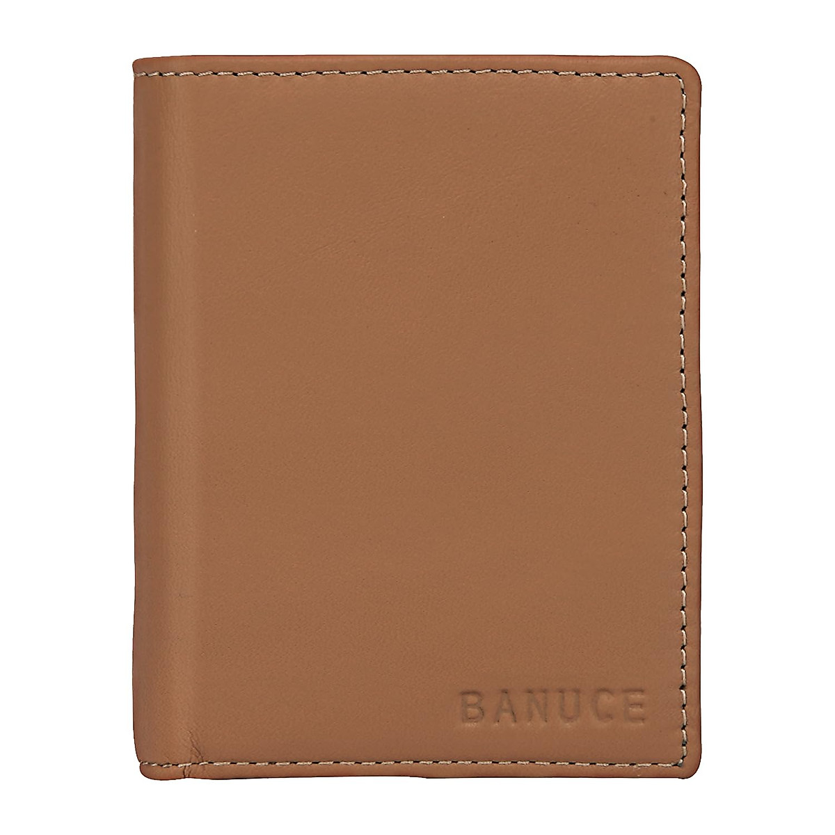 Banuce Top Grain Leather Trifold Wallet for Women Small with Credit Card Holder and ID Window Brown