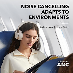 Soundcore by Anker, Space One, Active Noise Cancelling Headphones, 2X Stronger Voice Reduction, 40H ANC Playtime, App Control, LDAC Hi-Res Wireless Audio, Comfortable Fit, Clear Calls (Renewed)