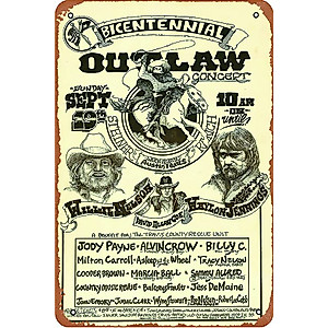 Waylon Jennings and Willie Nelson Vintage Concert Poster Iron On Transfer #4 Poster Retro Metal Tin Vintage Sign 12 X 8 Inch Bar Music Club Man Cave Room Wall Decor