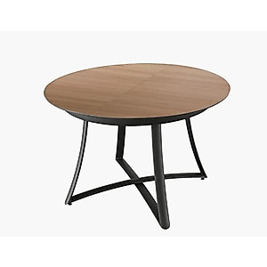 Acanva Extension Oval/Round Dining Table for 6, Expandable Butterfly Leaf & Sturdy Base, Suit for Kitchen, Living Room & Apartment, 46.5”W(+11.8) x 46.5”D x 30.1”H, Light Oak/Black