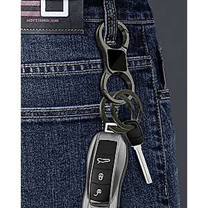 Idakekiy Key Chain Quick Release Spring with 4 Key Rings Heavy Duty Car Keychain Organizer for Men and Women (Dary Grey)