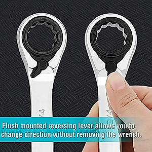 DURATECH Reversible Ratcheting Combination Wrench Set, SAE, 9-Piece, Open end Spanner with Rolling Pouch, 1/4'' to 3/4", 12 Point, CR-V Steel