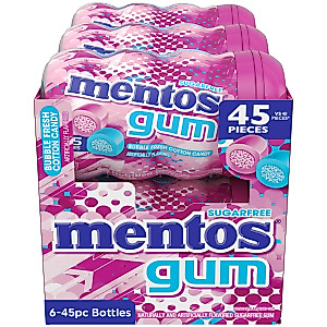 Mentos Sugar-Free Chewing Gum with Xylitol, Bubble Fresh Cotton Candy, 45 Count (Pack of 6)