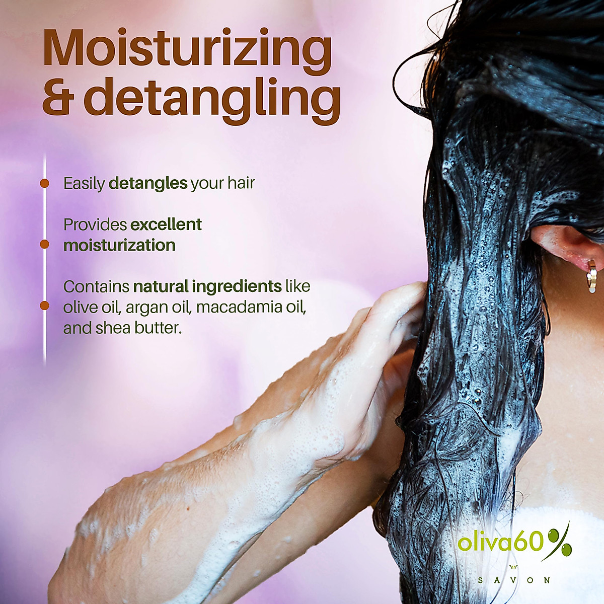 Coconut Cream Conditioner Bar - Curly Hair | Extra Moisturizing | Hair Care- Frizz Control | Olive, Argan, Macadamia Oil, Shea Butter | Sulfate & Paraben Free | Vegan | 1.94 oz | OLIVA 60