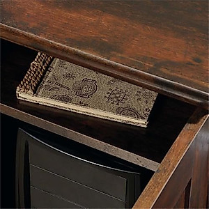 Pemberly Row Home Office L Shaped Desk with Computer Tower Storage in Curado Cherry