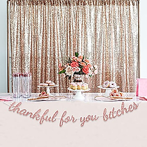 MATTTIME Thankful For You Banner Rose Gold Glitter Garland Friendsgiving Thanksgiving Decoration Fall Humor Funny Party Ideas